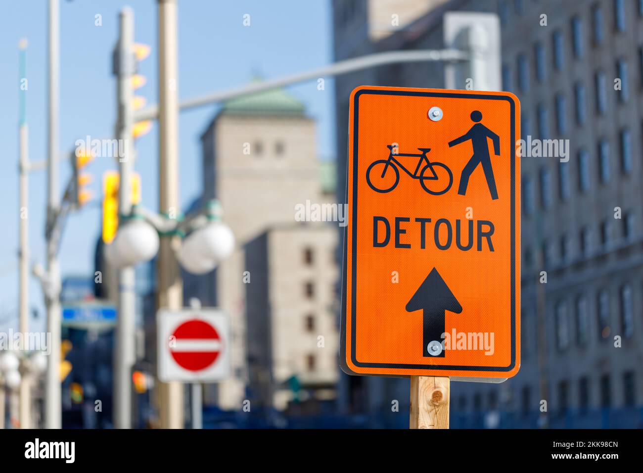 Pedestrian and bicycle detour hi-res stock photography and images - Alamy