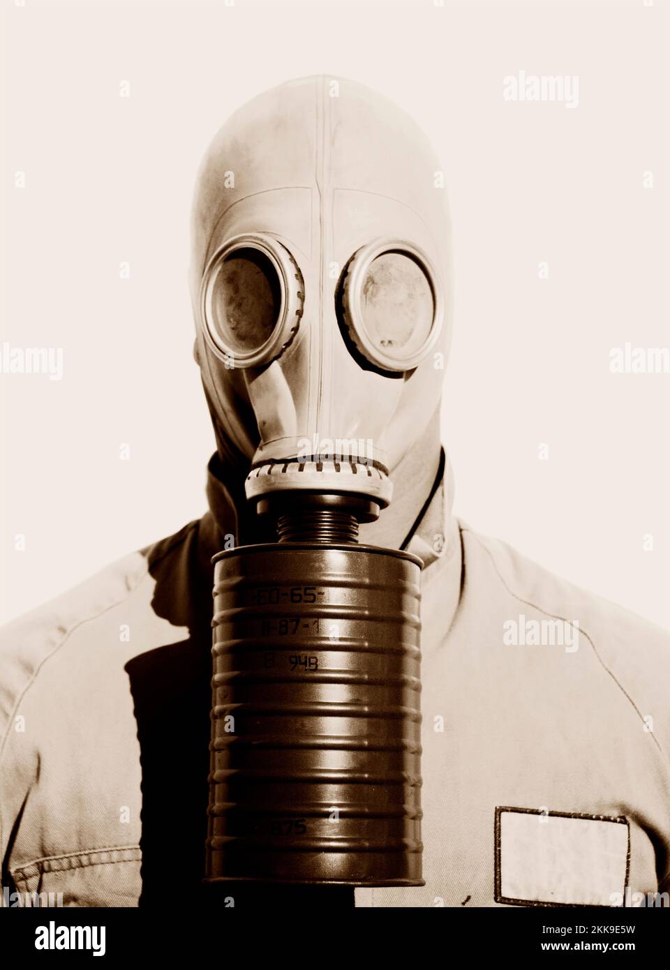 Vintage Portraiture Of A World War 2 Soldier Wearing A Gas Mask Stock ...
