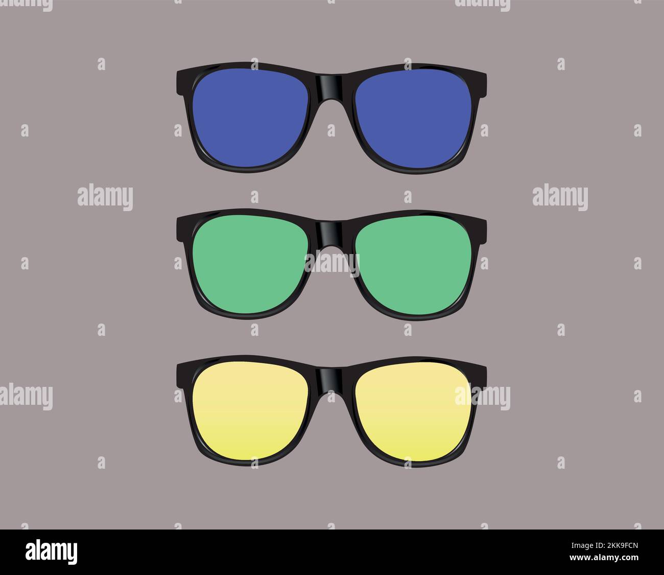 Set Vintage Sunglasses Isolated Vector Illustration Stock Vector Image ...