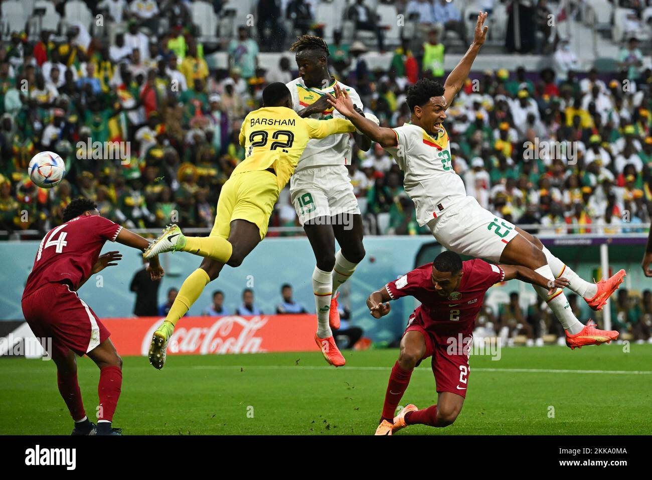 Meshaal Barsham of Qatar, Famara Diedhiou and Fode Ballo-Toure of ...