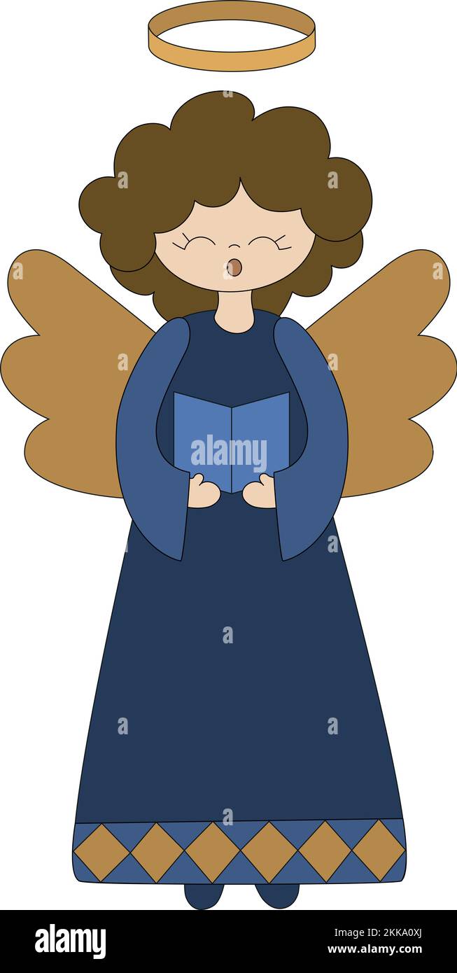 Cartoon Christmas angel singing illustration Stock Vector Image & Art ...