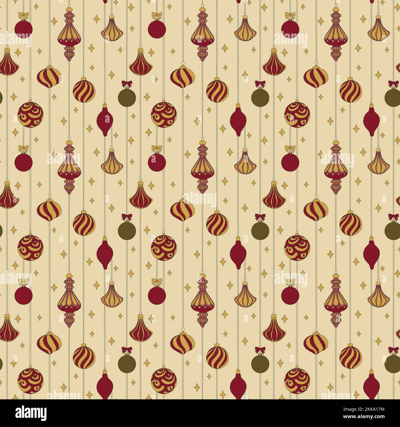 Seamless pattern Christmas decorations vector illustration Stock Vector ...