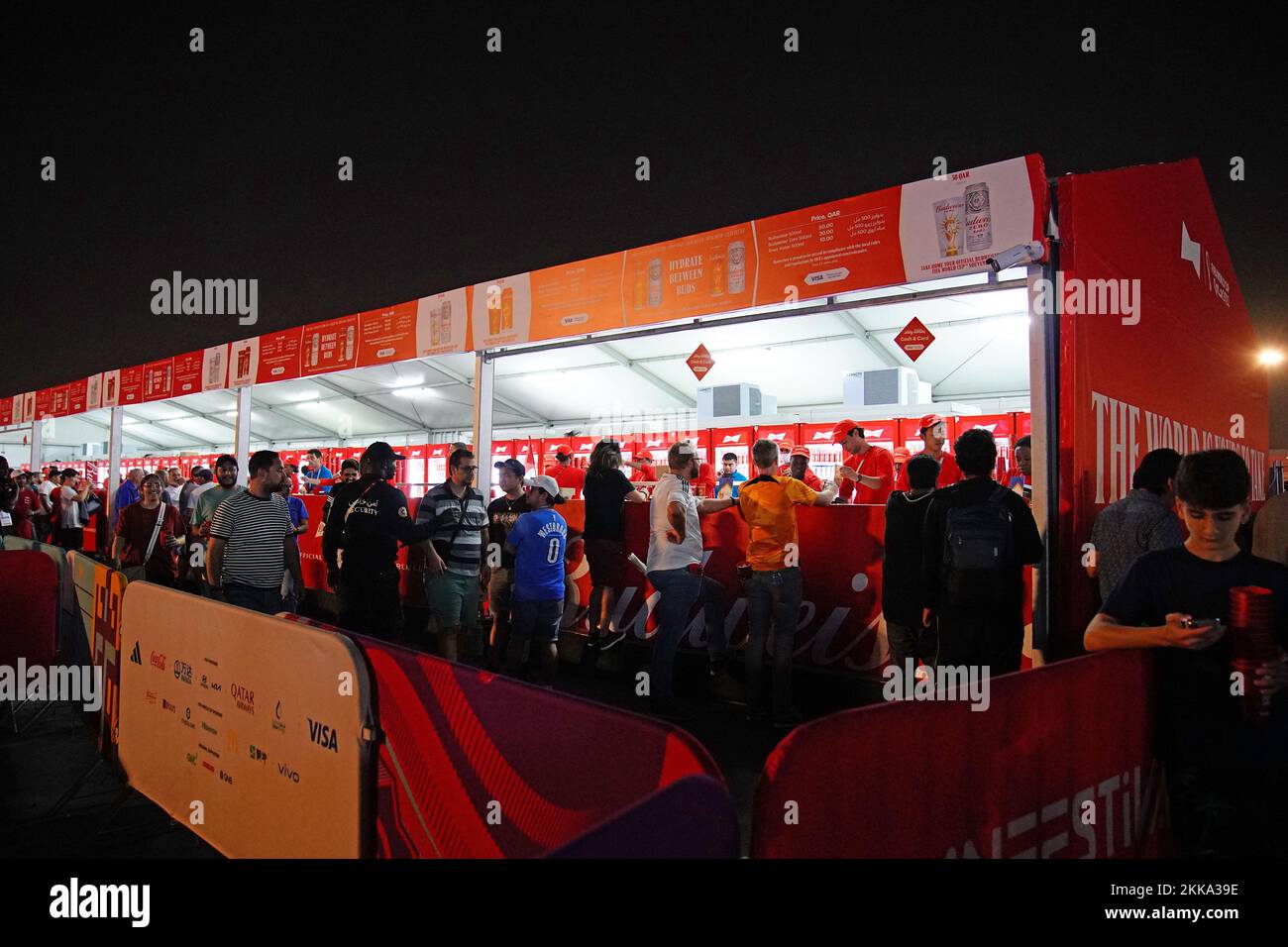 Fans queue for beers in the fan zone in Doha, Qatar, during the FIFA ...