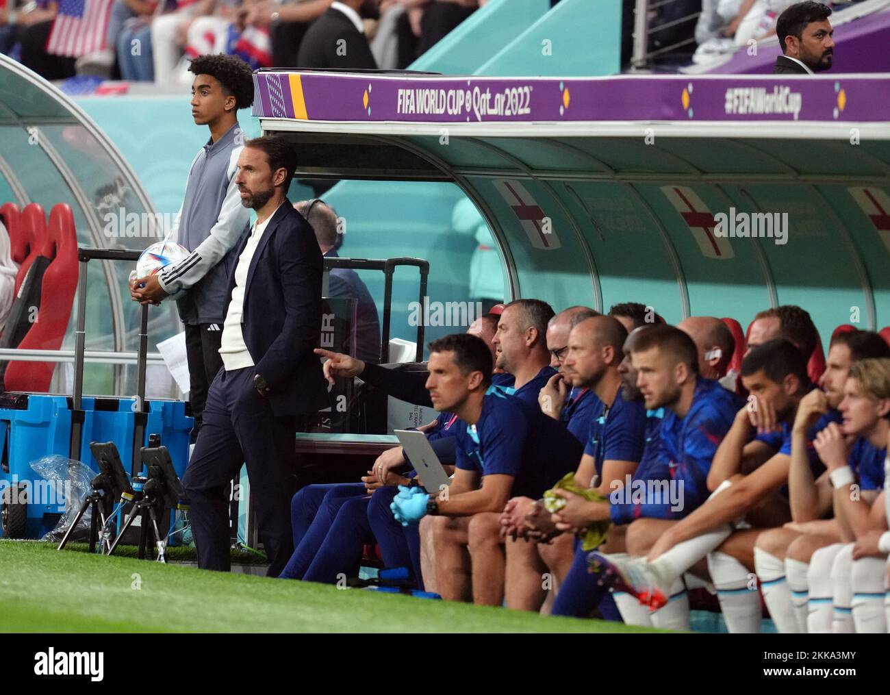 England manager Gareth Southgate looks on from the dug out during the ...
