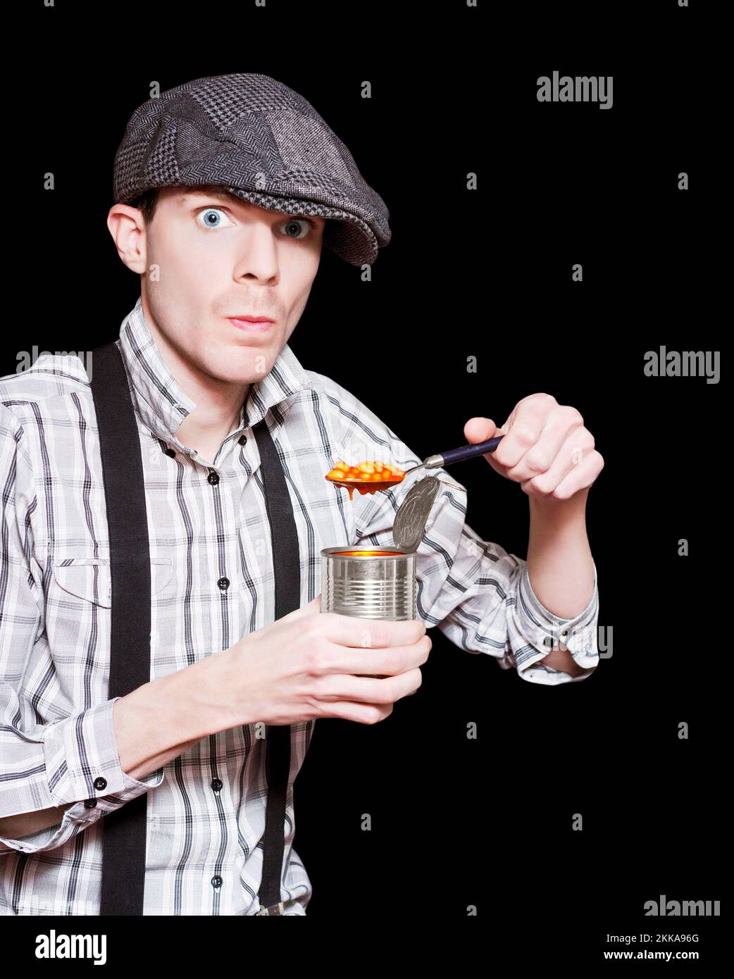 Man eating baked beans from a can hi-res stock photography and images ...