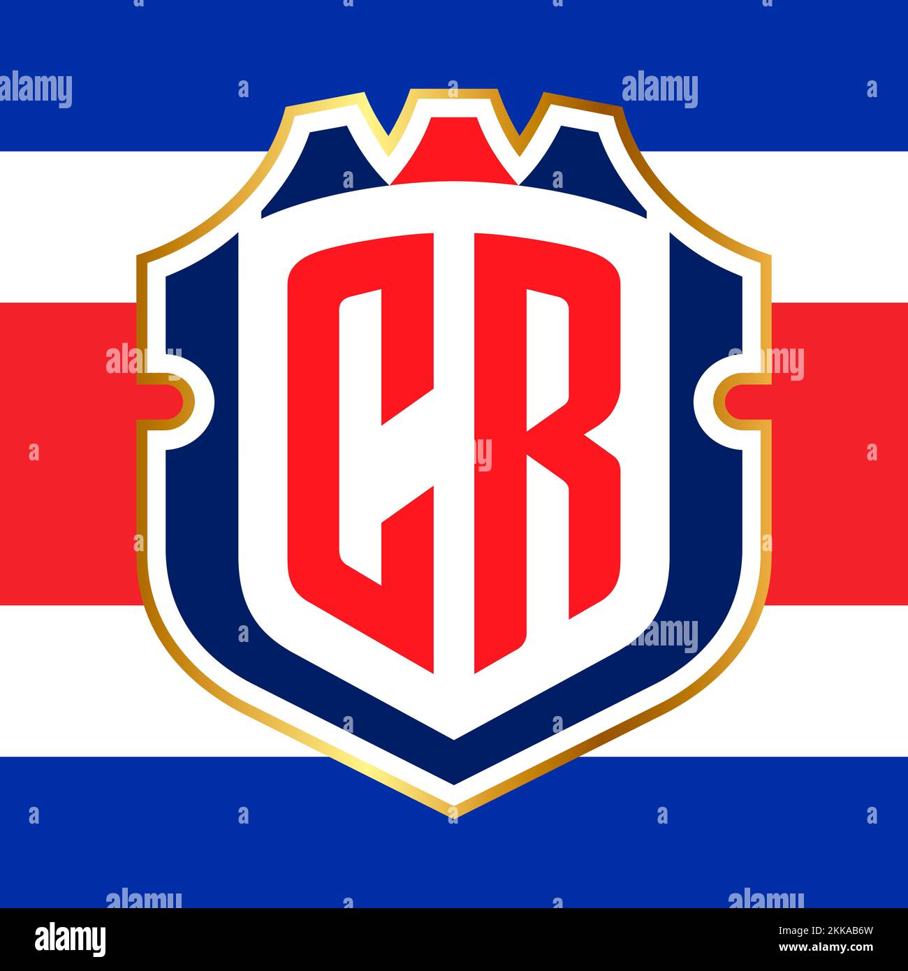Emblem of the football federation of Costa Rica with national flag ...