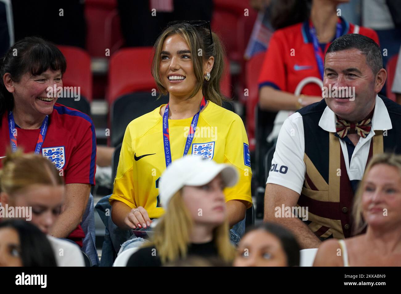 Georgina Irwin (centre), fiance of England goalkeeper Aaron Ramsdale ...