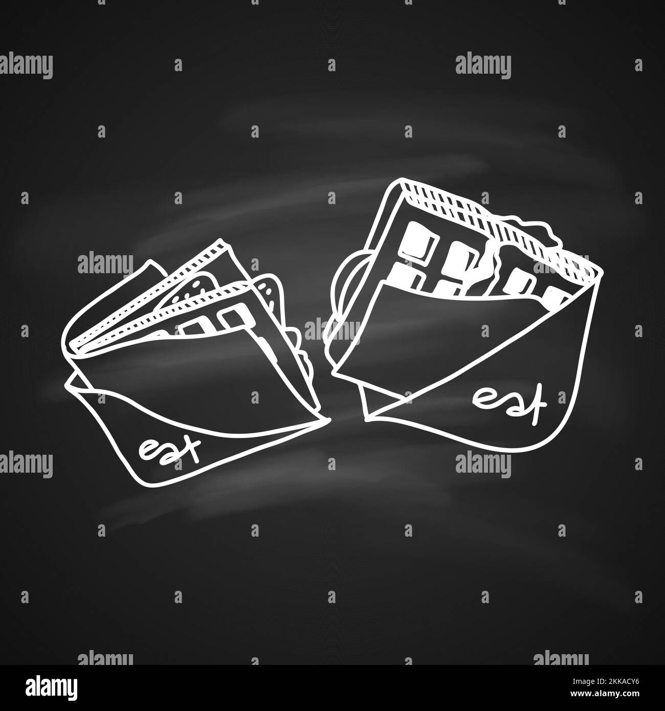 Sketch Illustration of Sandwiches. Hand Drawn Icon on Chalkboard Stock ...