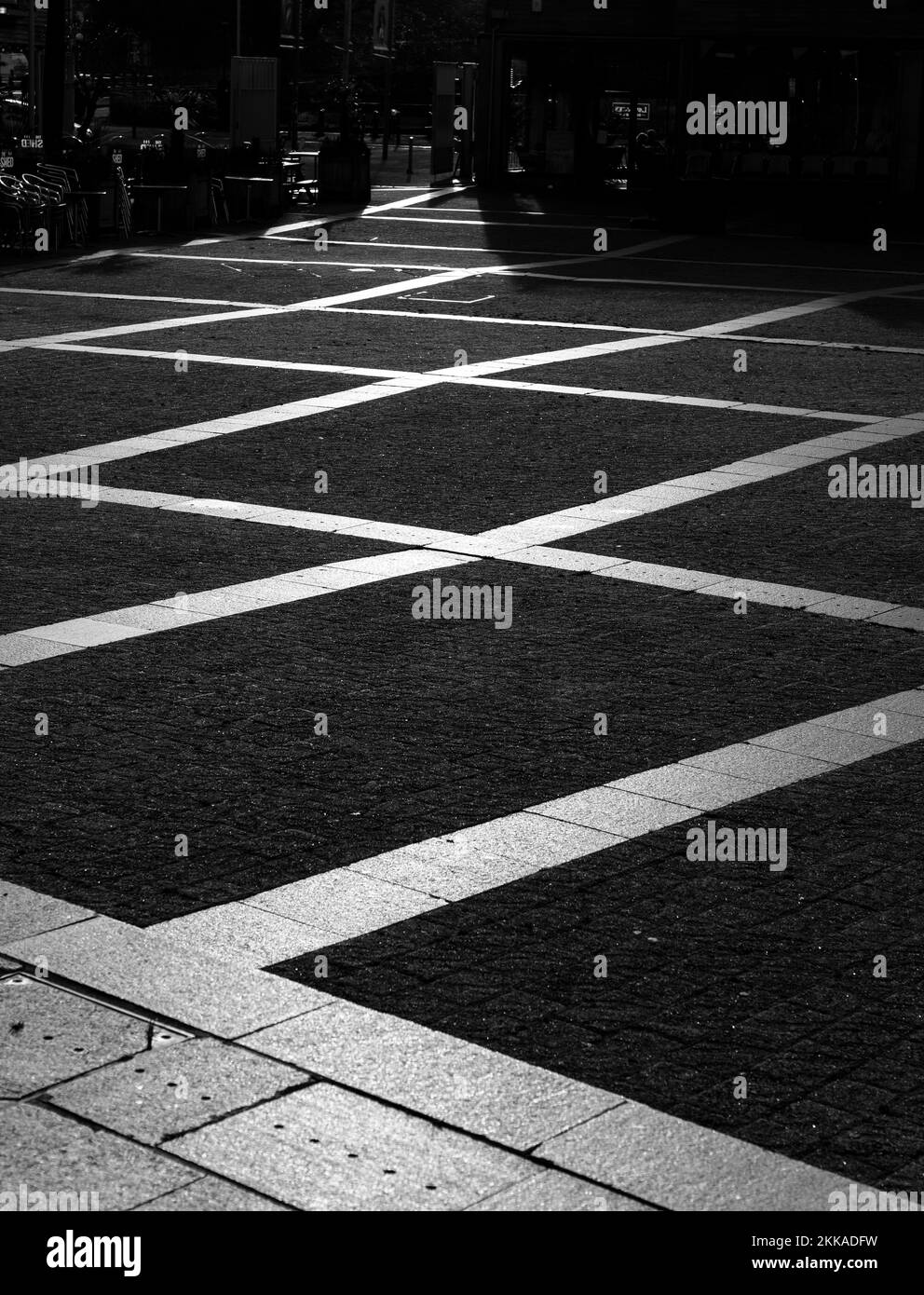 Falmouth Harbour main square. Strong lighting making an abstract design ...