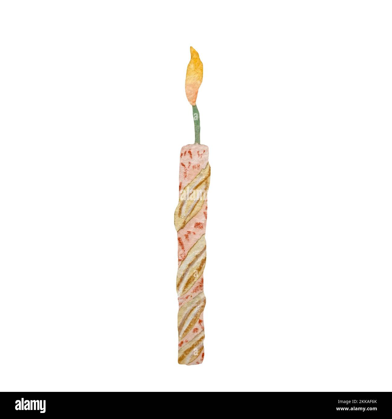 Candle peach textured a birthday watercolor sketch Stock Photo - Alamy