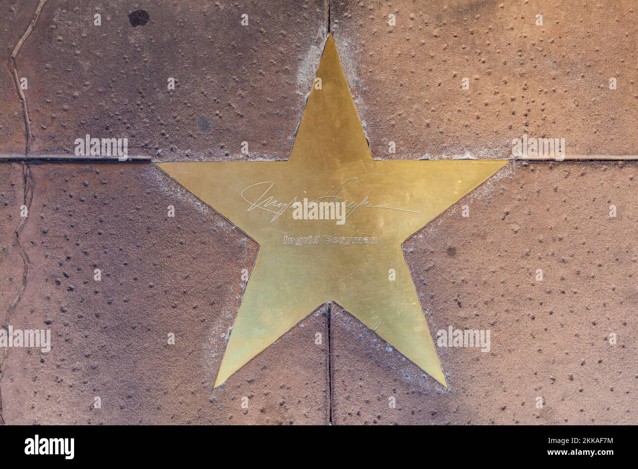 Phoenix, USA - June 14, 2012: The name of Ingrid Bergmann in copper ...