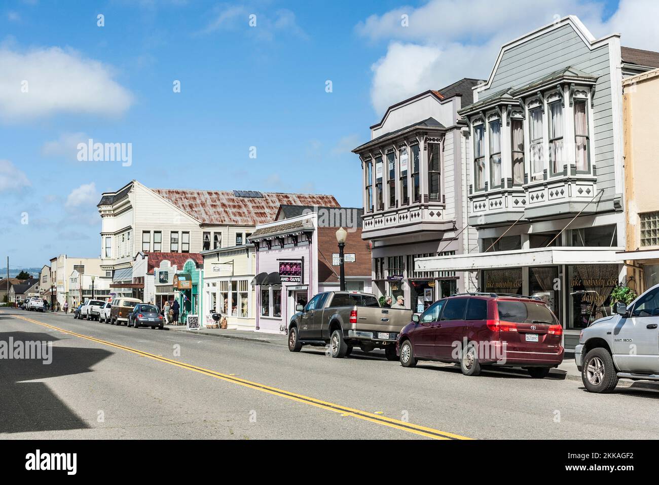 Ferndale, USA - June 18, 2012: Victorian storefronts in Ferndale, USA ...