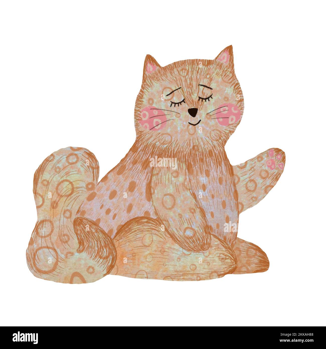 Cat textured pink pastel a watercolor sketch Stock Photo - Alamy