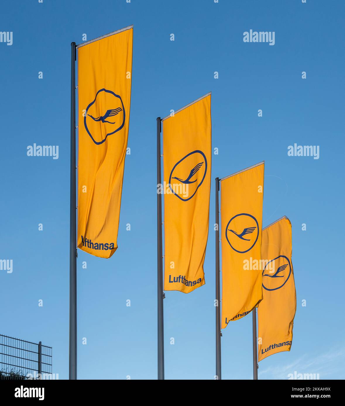 Frankfurt, Germany - March 20, 2014: Lufthansa flag with Lufthansa ...