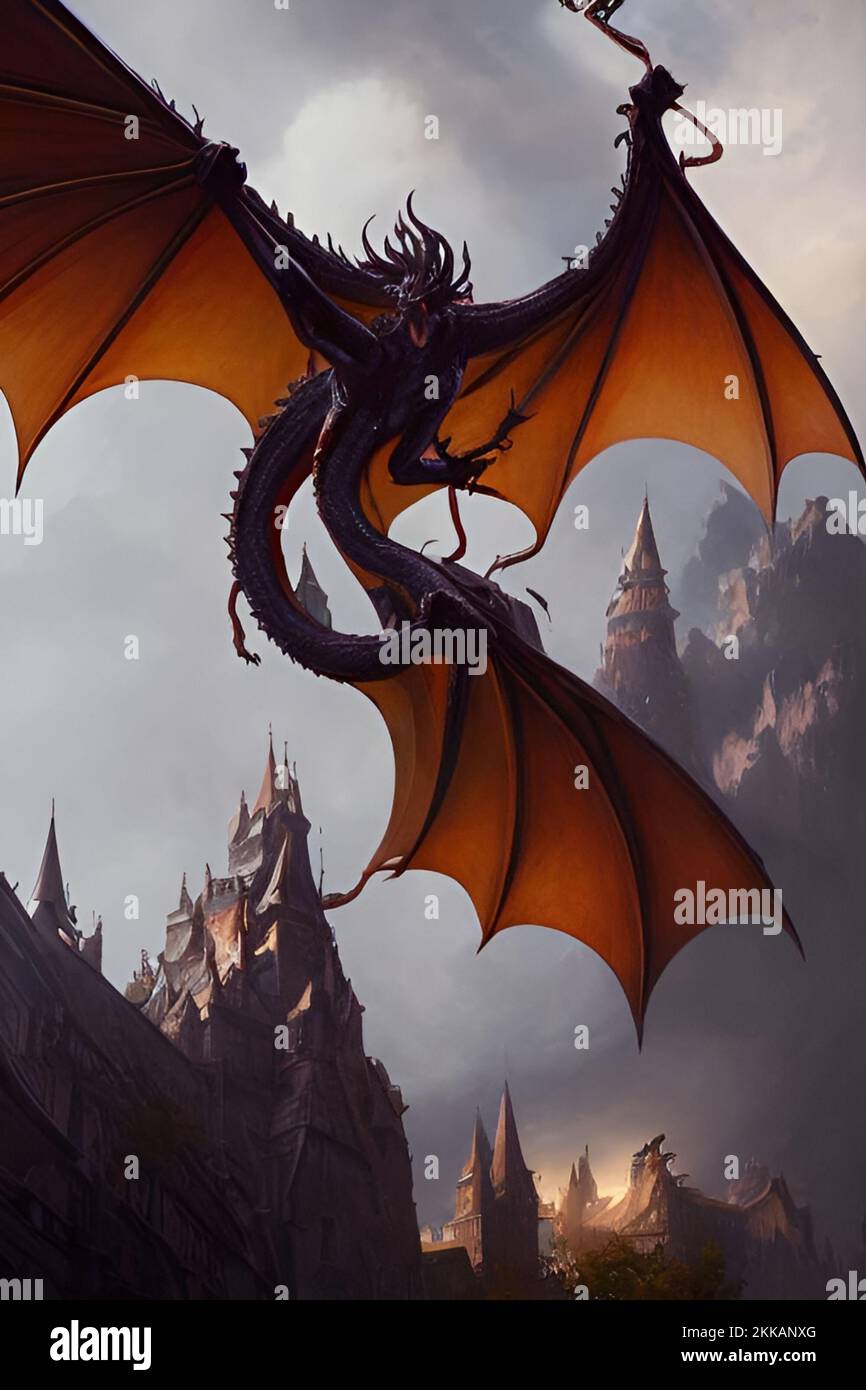 Dragon flying low over hi-res stock photography and images - Alamy