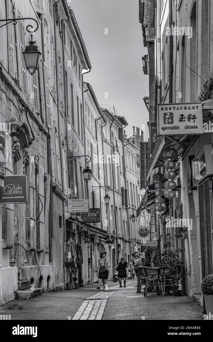Aix en Provence, France - July 8, 2015: small old streets in the old ...