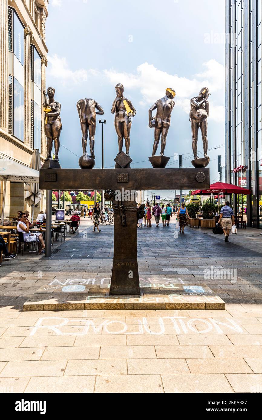 Leipzig, Germany - August 4, 2015: view of modern sculpture from Bernd ...