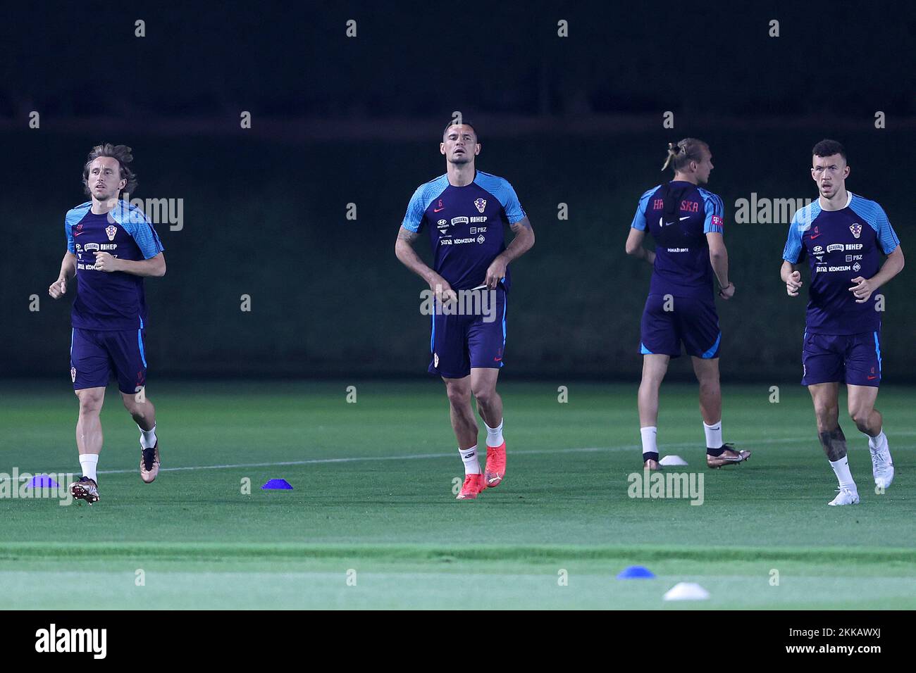 Luka Modric, Dejan Lovren and Ivan Perisic during the training of the ...