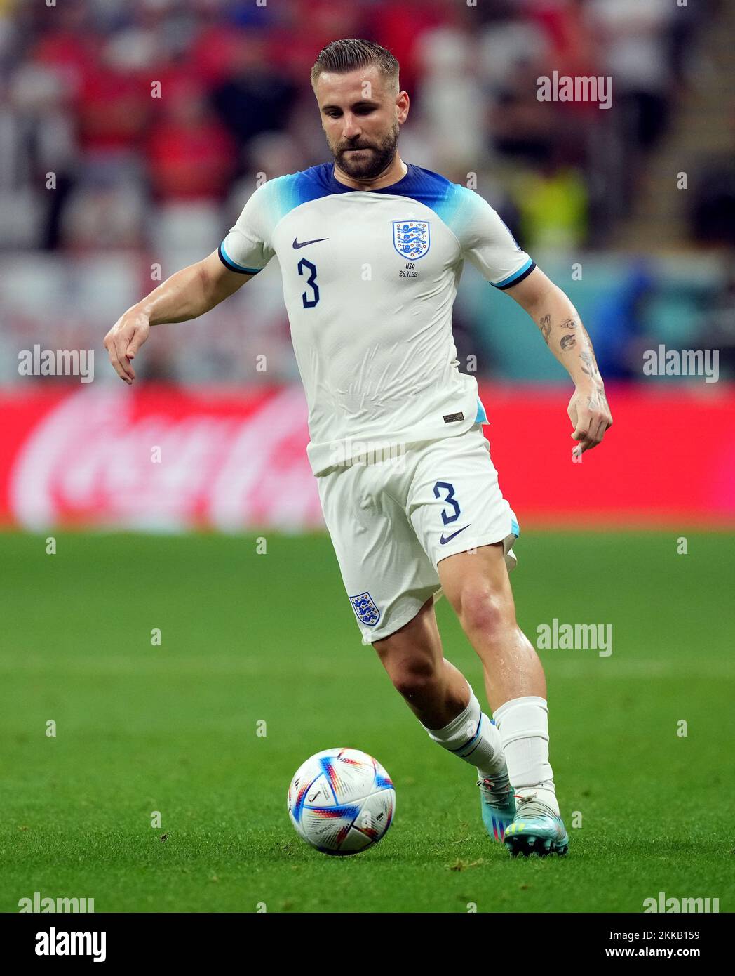 England's Luke Shaw during the FIFA World Cup Group B match at the Al ...