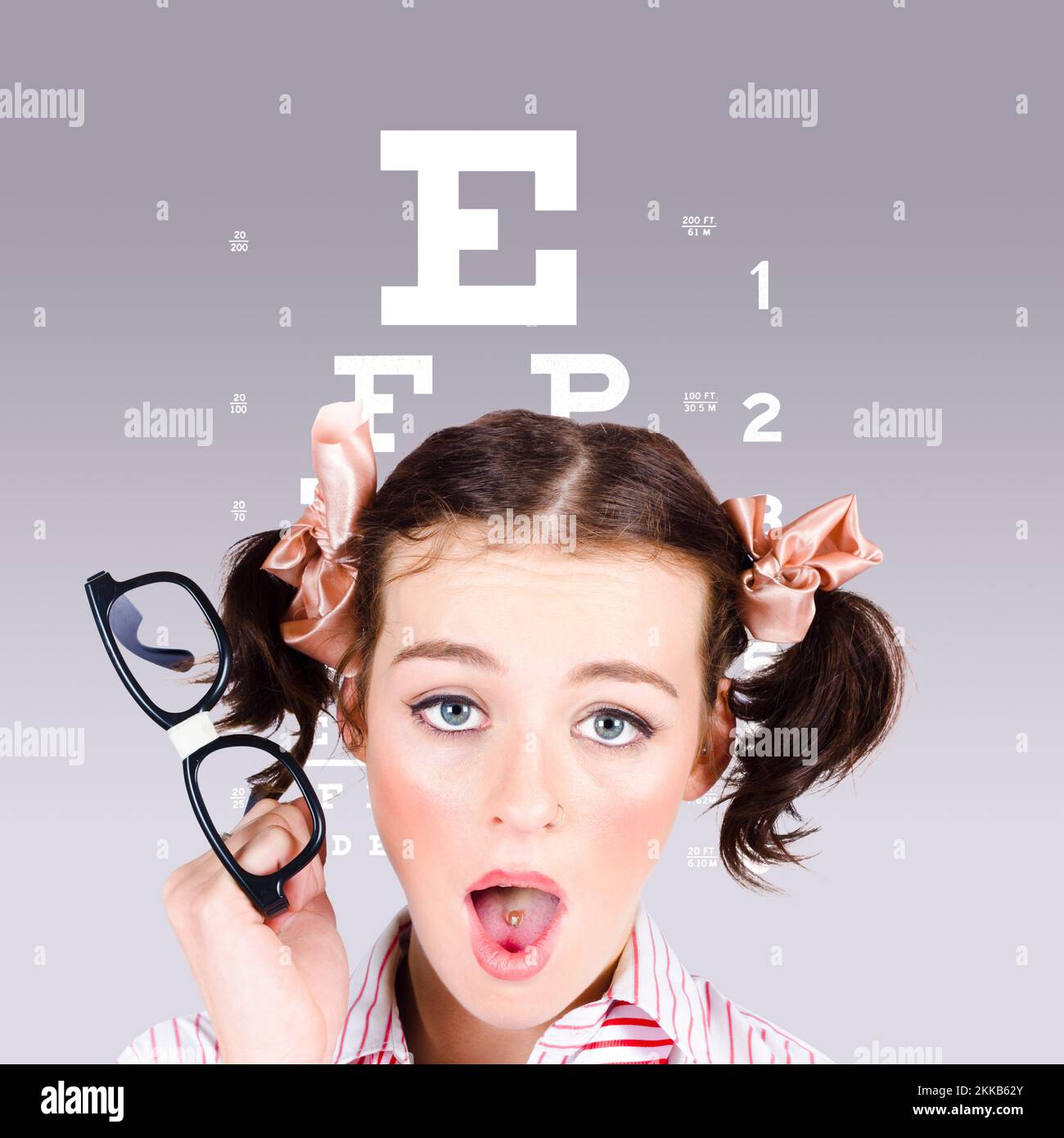 Funny portrait blind nerd woman hi-res stock photography and images - Alamy