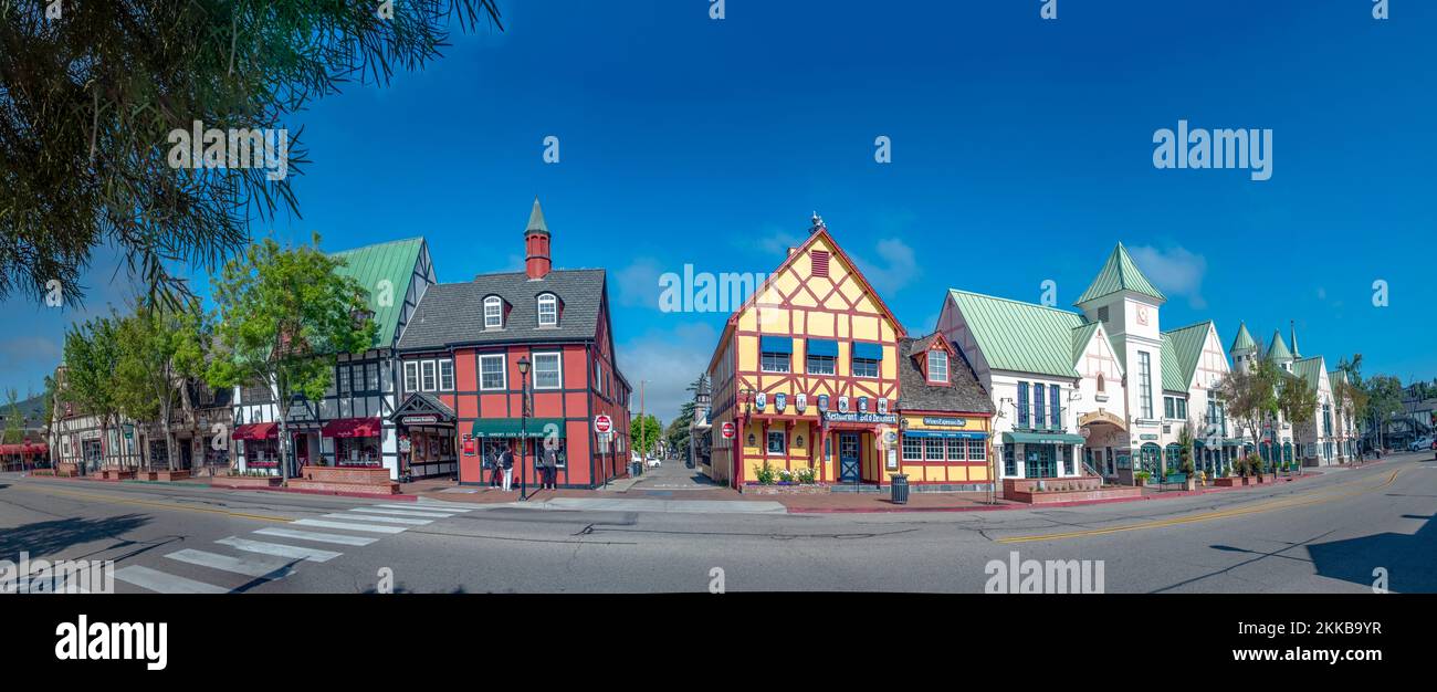 Solvang, California, USA - APRIL 22, 2019: old Main street in Solvang ...