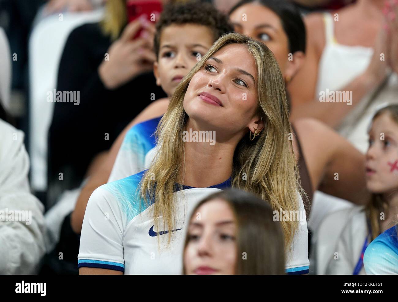 Anna Modler, fiance of England's Eric Dier, in the stands before the ...
