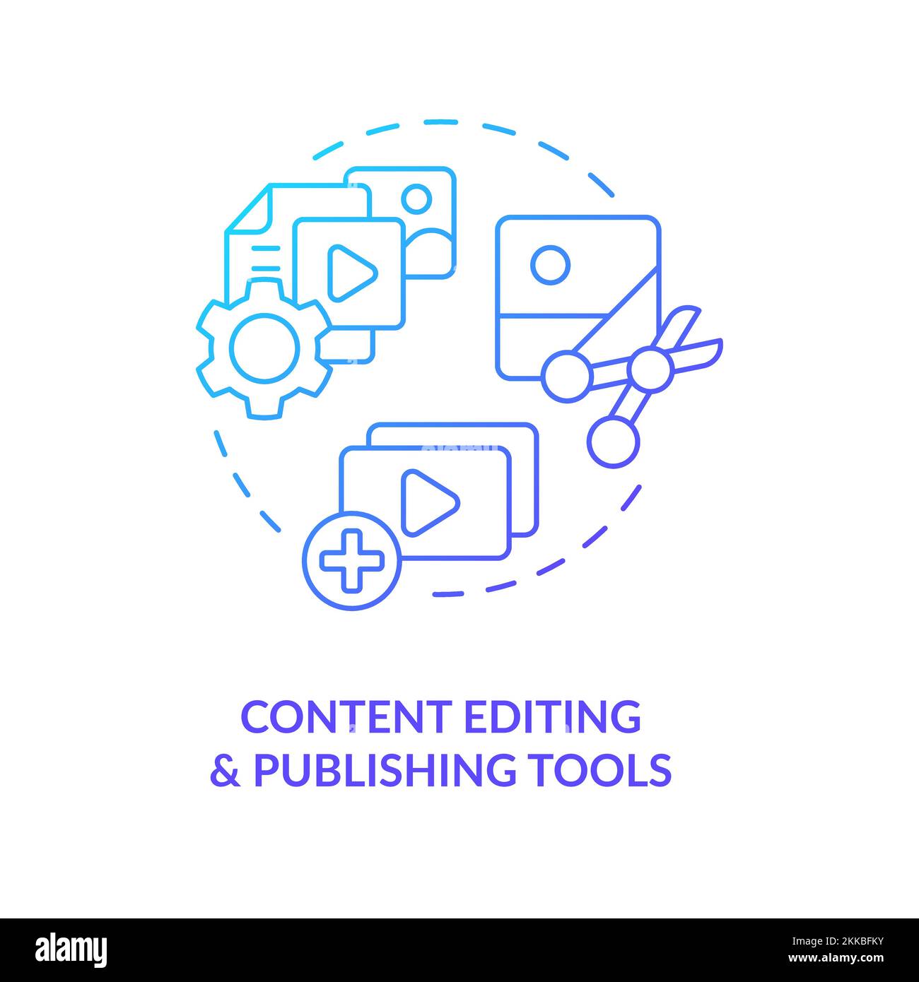 Content editing and publishing tools blue gradient concept icon Stock ...