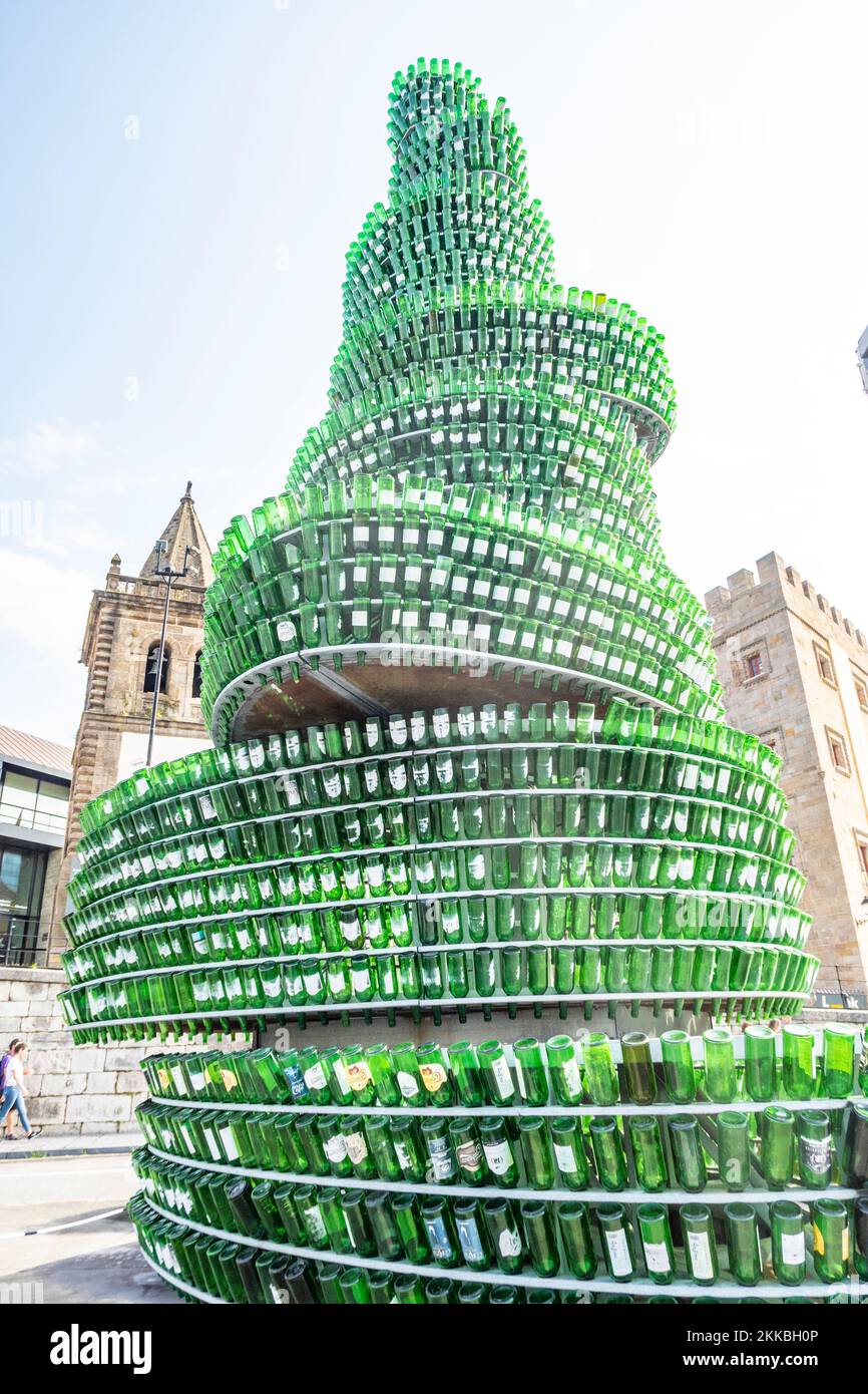 Gijon, Spain - Spain - September 9, 2019: Monument made with cider ...