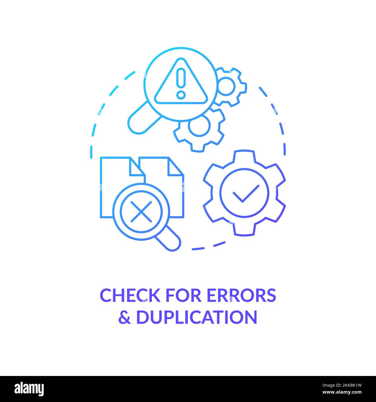 Check for errors and duplication blue gradient concept icon Stock Vector Image & Art - Alamy