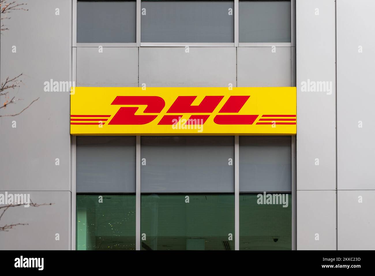 Ottawa, Canada - November 10, 2022: Sign of DHL logistics company ...