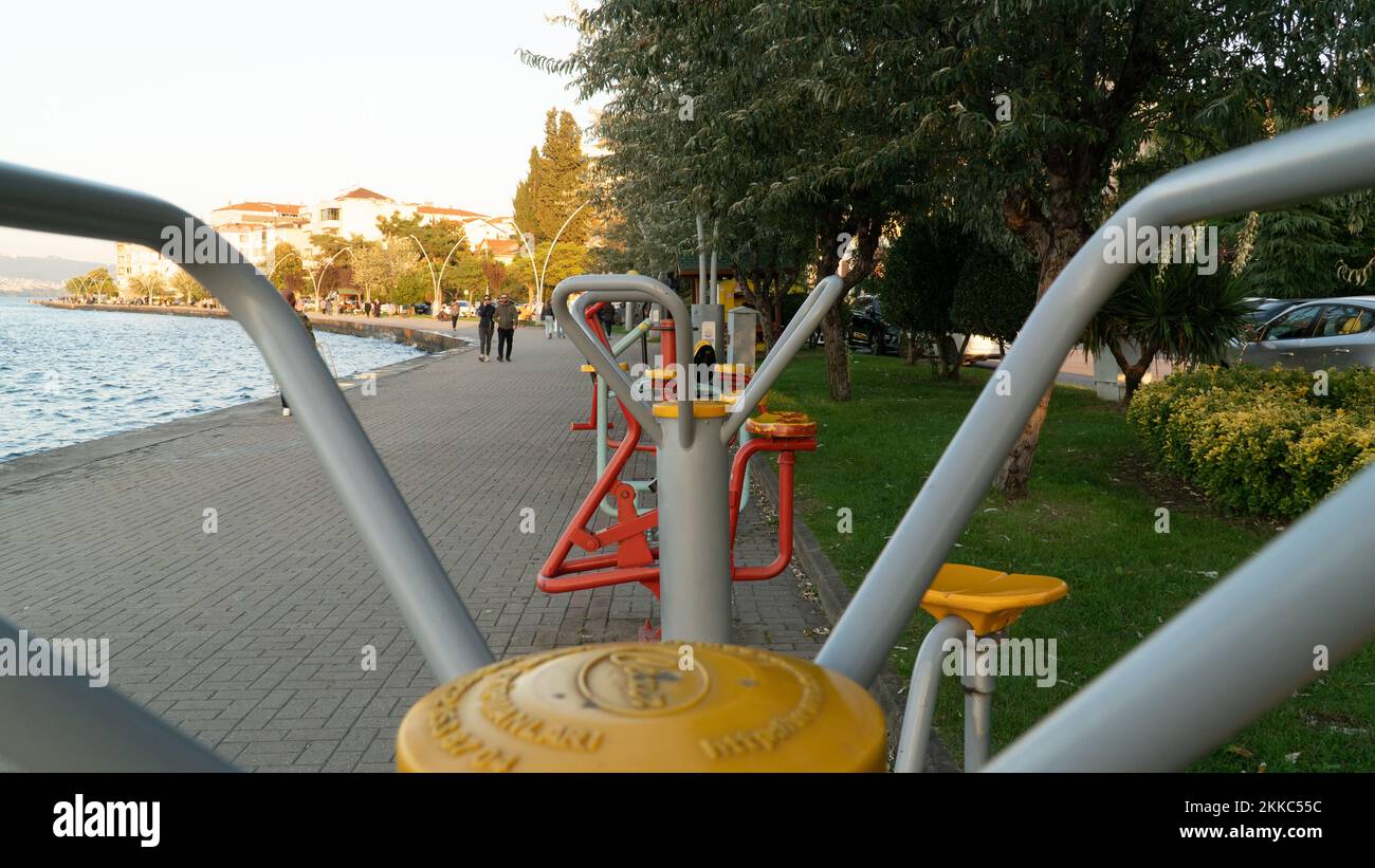 Public recreational areas in the cities of Turkey. Exercise tools in ...