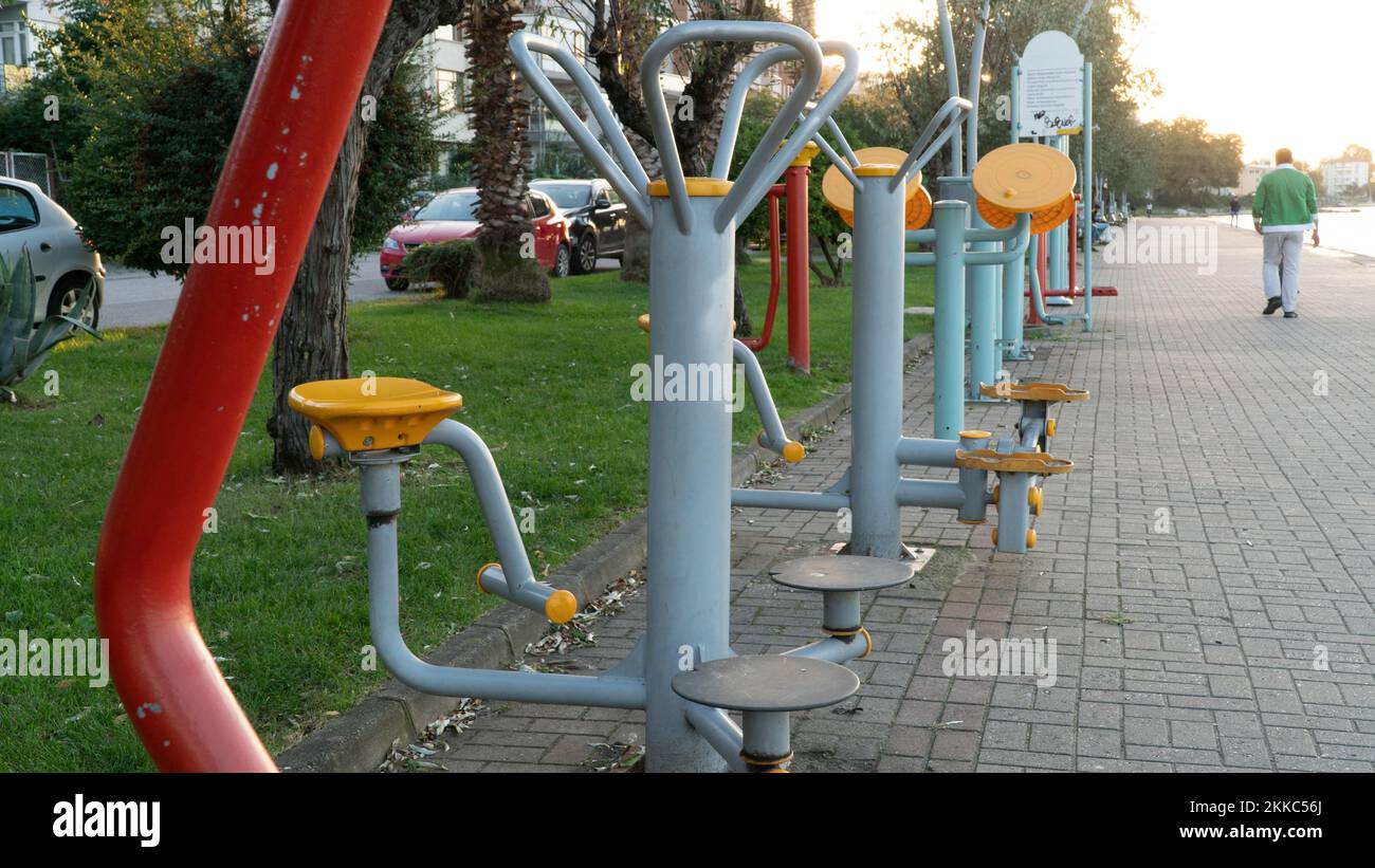 Public recreational areas in the cities of Turkey. Exercise tools in ...