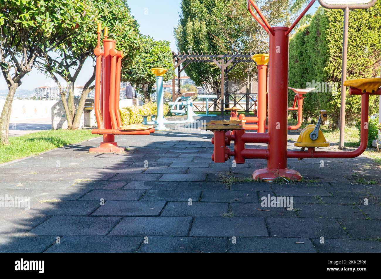 Public recreational areas in the cities of Turkey. Exercise tools in ...