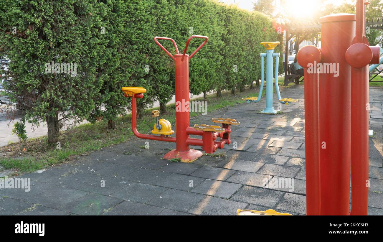 Public recreational areas in the cities of Turkey. Exercise tools in ...