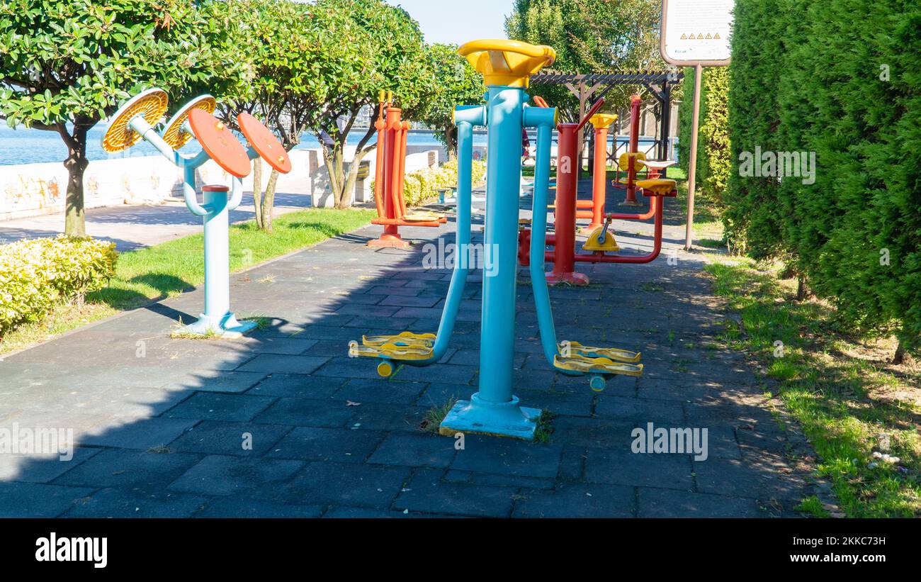 Public recreational areas in the cities of Turkey. Exercise tools in ...