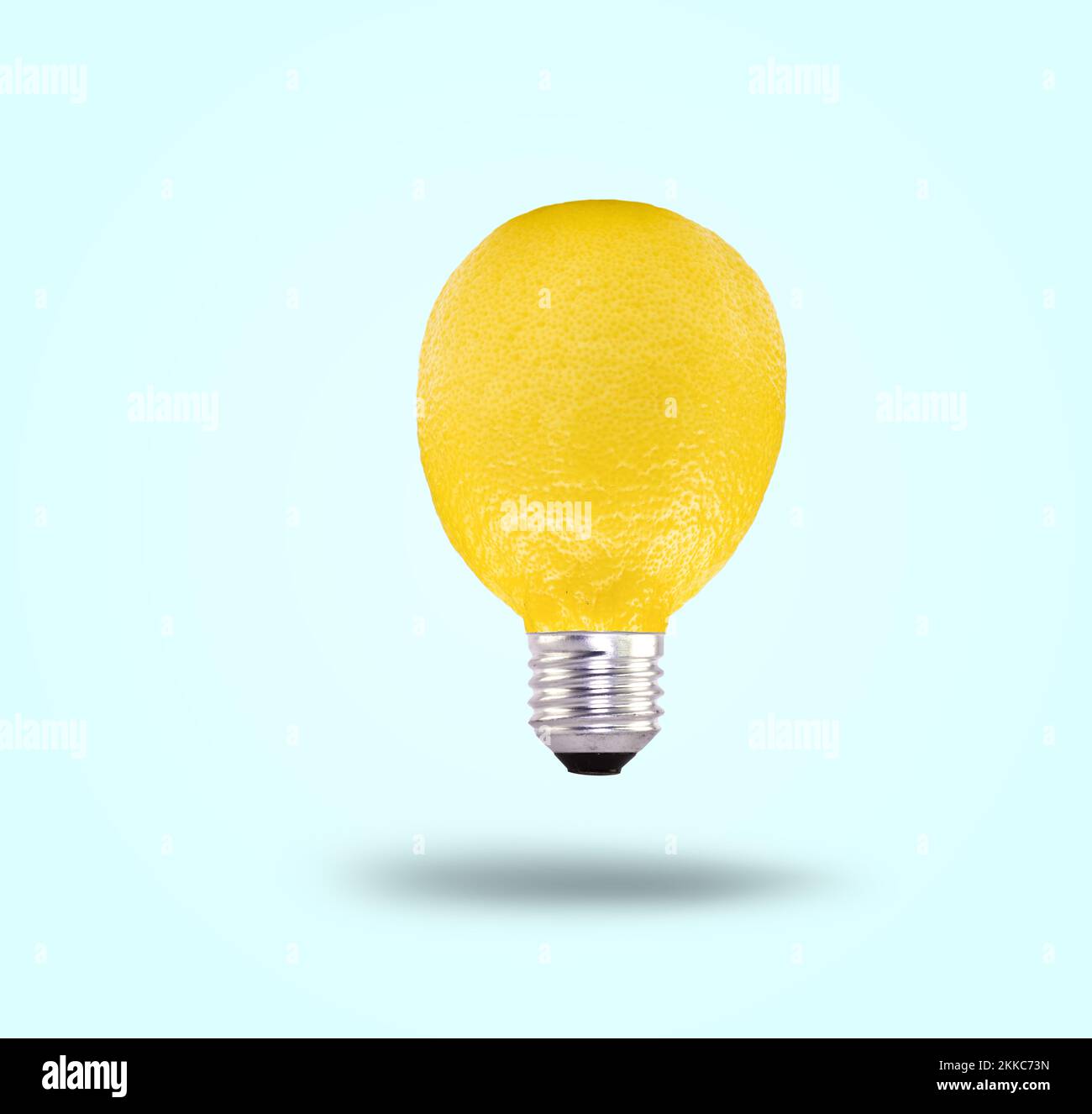 Modern art collage. Light bulb and lemon. Modern food concept ...