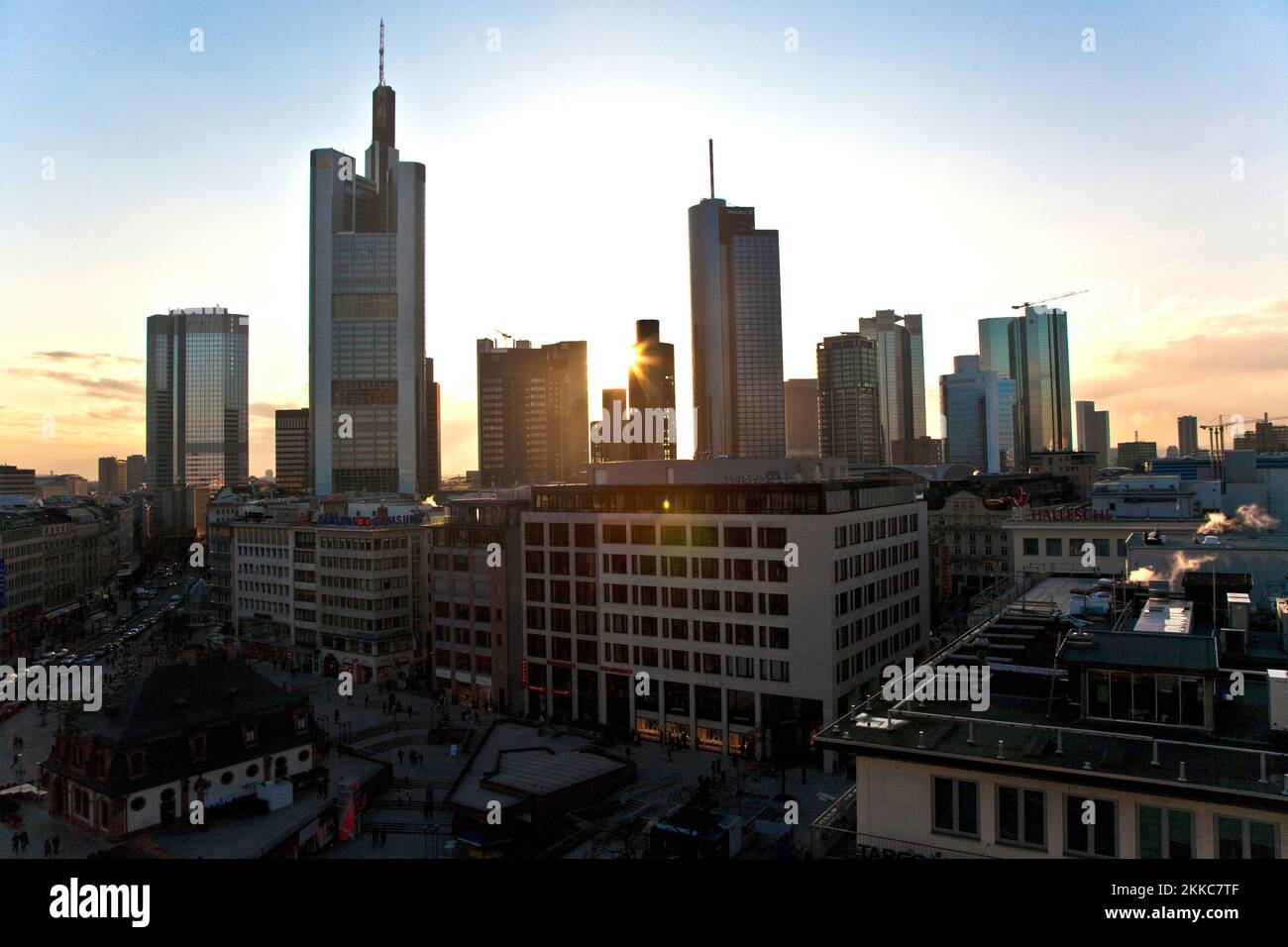 FRANKFURT, GERMANY - FEBRUARY 20: view to skyline of Frankfurt with ...