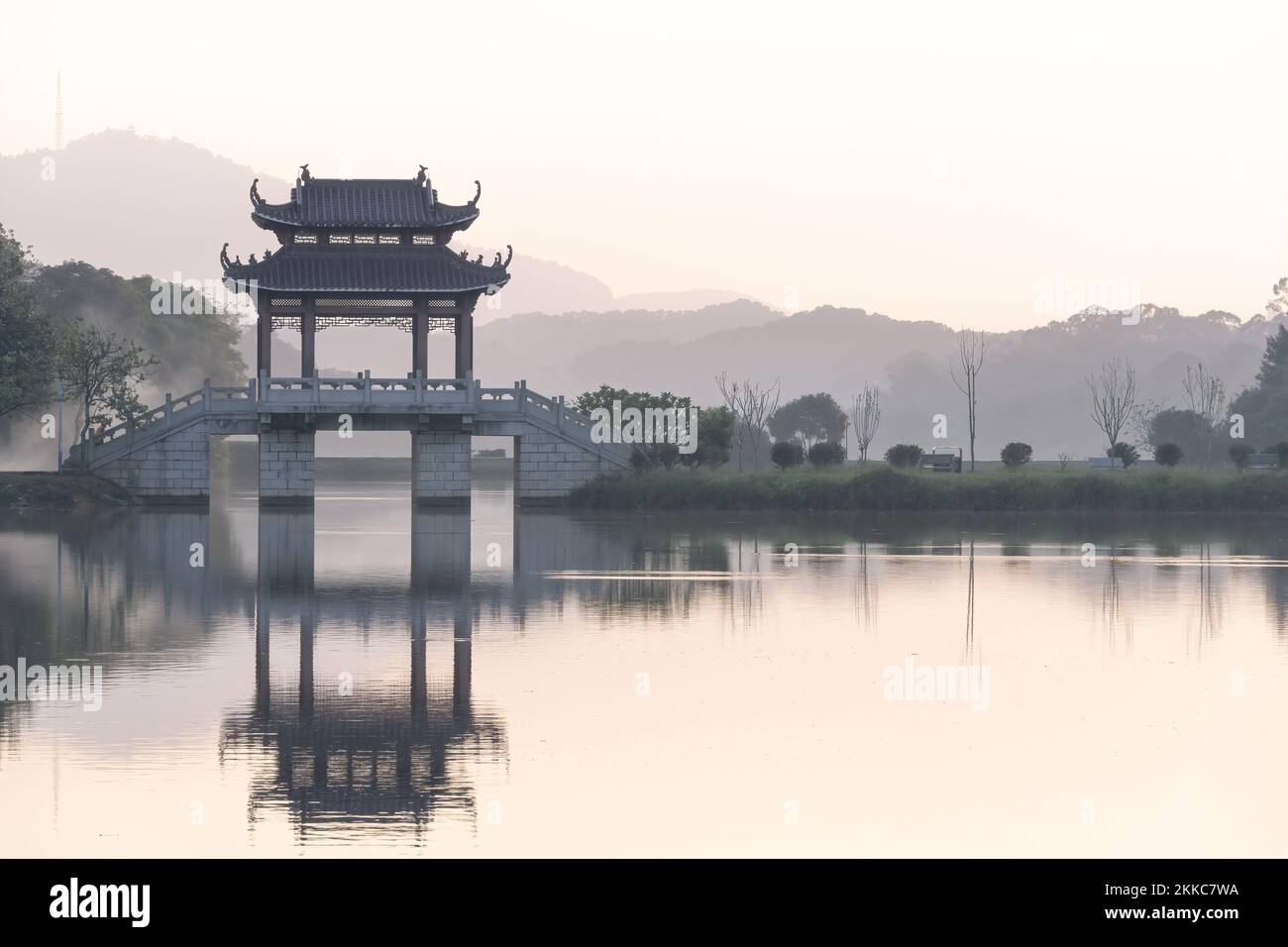 A scenic view of the West Lake, Xi lake and bridge in Hangzhou, China ...