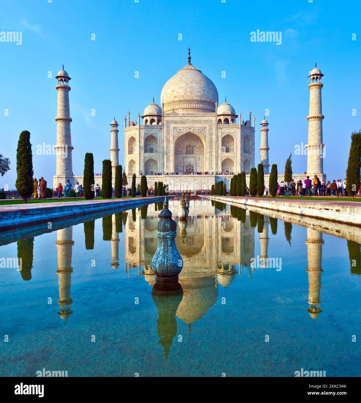AGRA, INDIA - NOV 15, 2011: people visit beautiful Taj Mahal in India ...