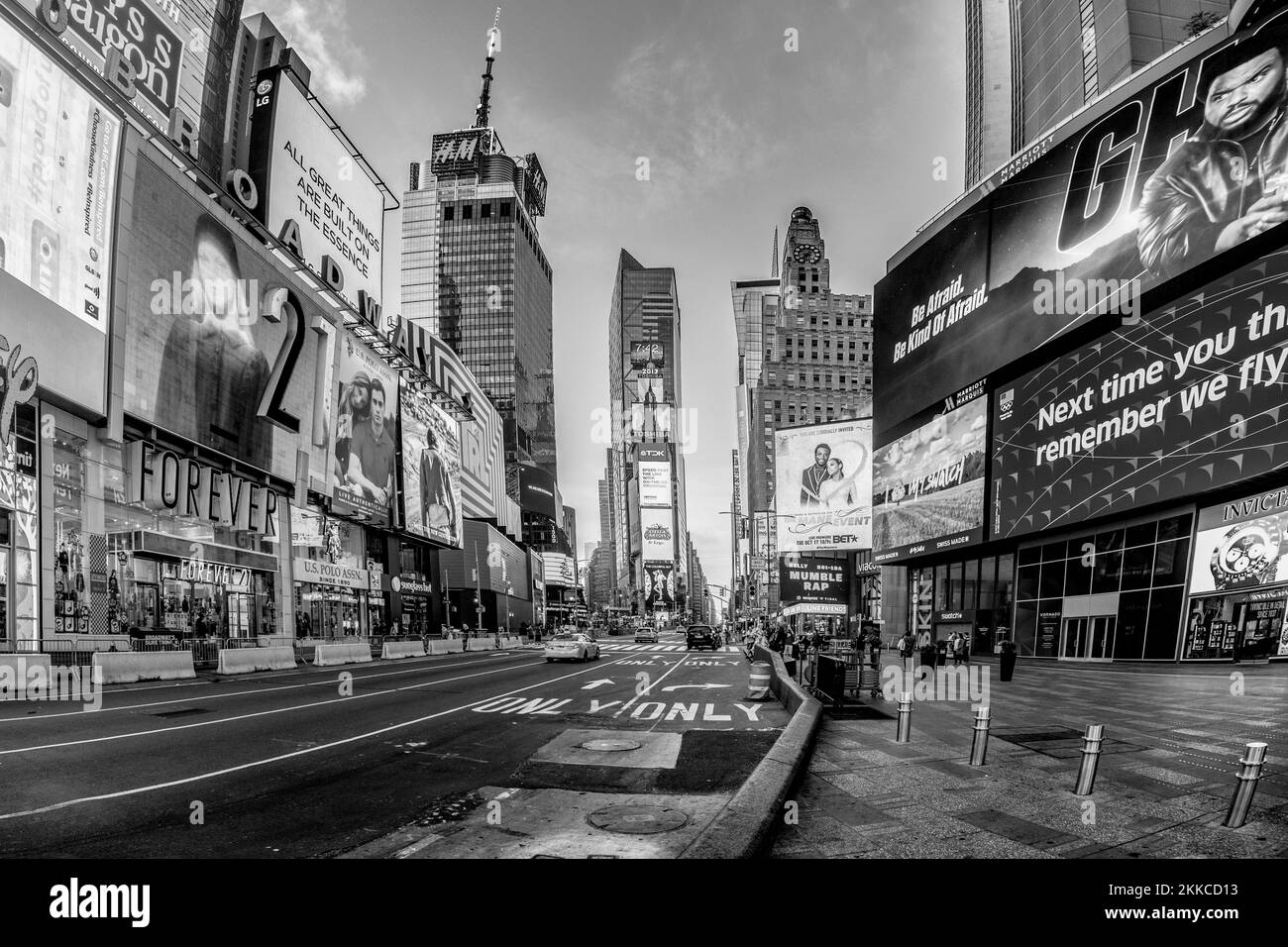 New York, USA - October 7, 2017: neon advertising of News, brands and ...