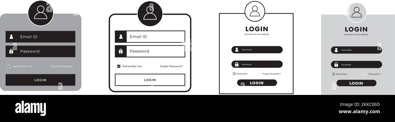 A grayscale login website page design template mockup Stock Vector ...