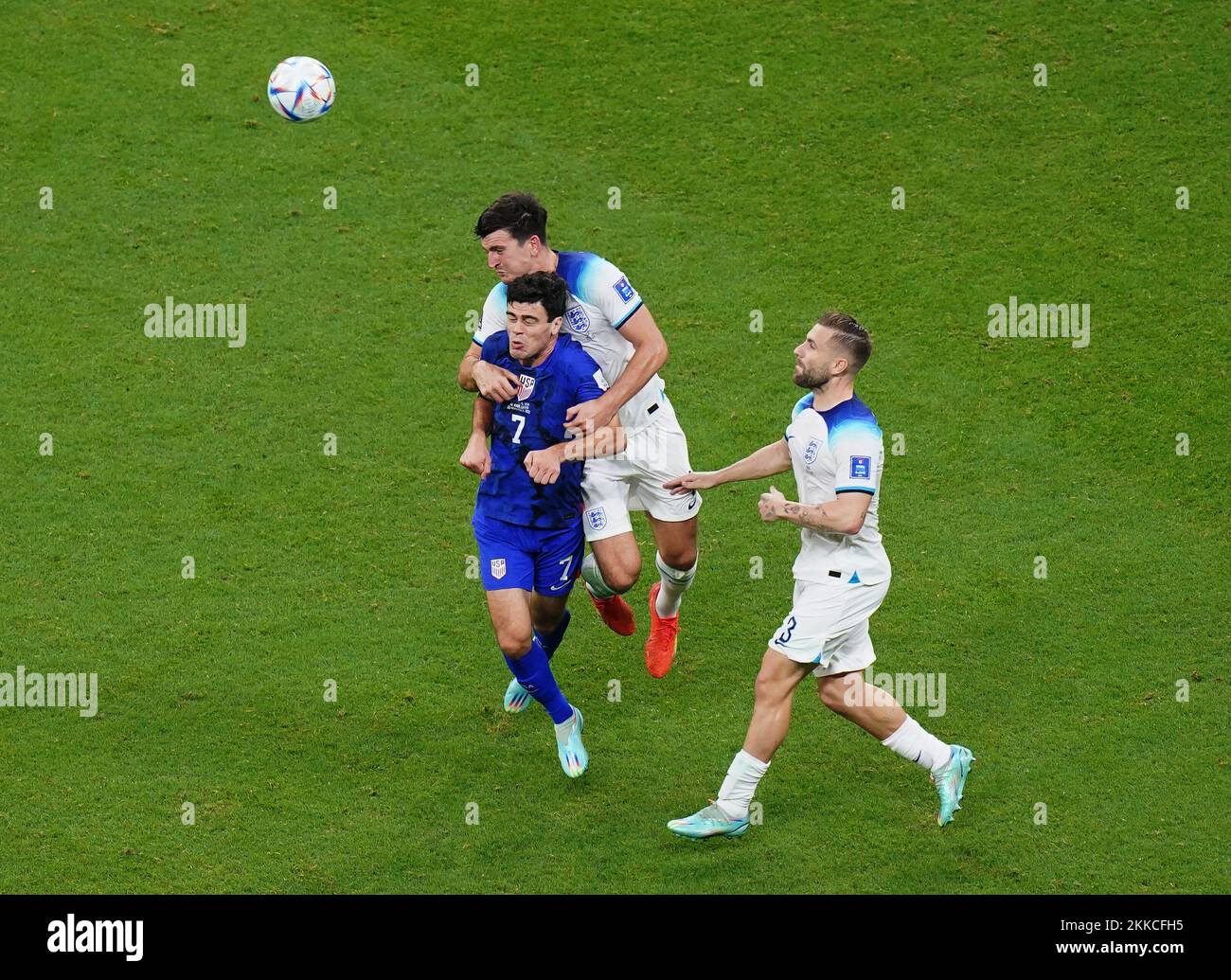 USA's Giovanni Reyna (left) battles with England's Harry Maguire ...