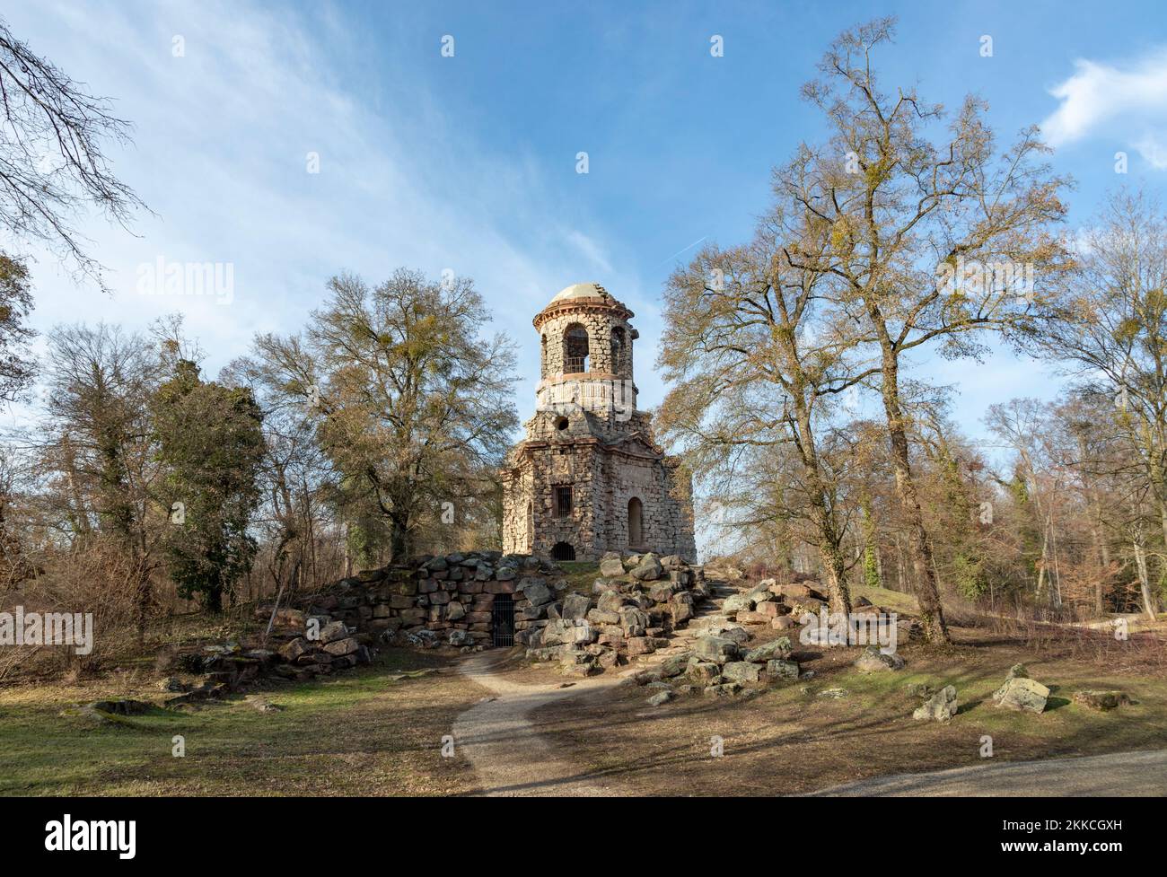 Schwetzingen, Germany - FEB 6, 2019: famous Temple of Mercury in palace ...