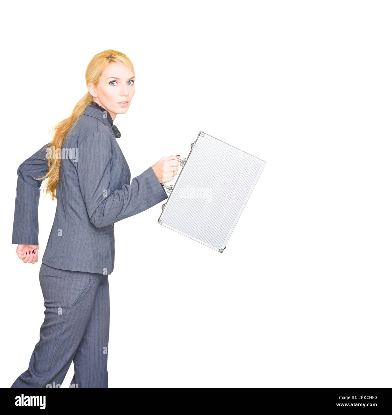 Professional Young Caucasian Business Woman Holding Briefcase And ...