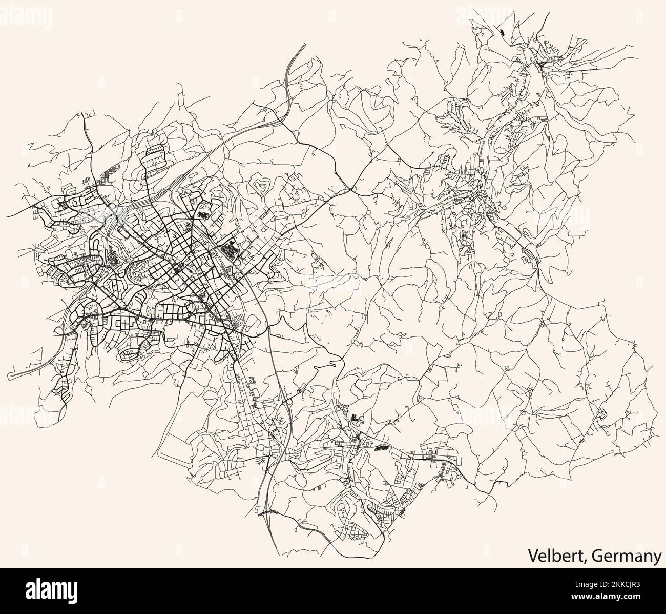 Street roads map of VELBERT, GERMANY Stock Vector Image & Art - Alamy