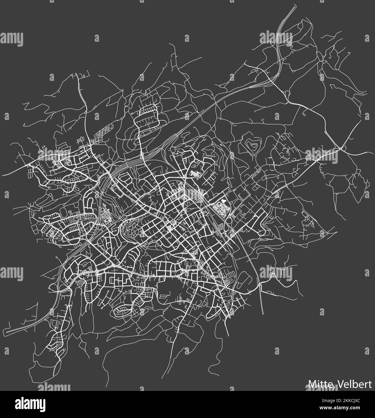 Street roads map of the VELBERT-MITTE MUNICIPALITY, VELBERT Stock ...