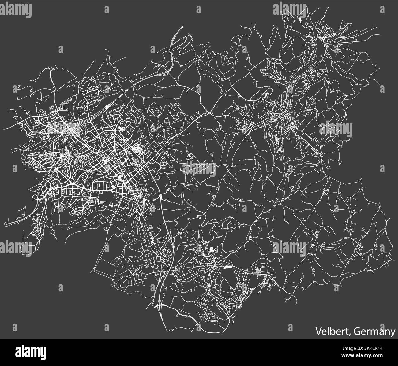 Street roads map of VELBERT, GERMANY Stock Vector Image & Art - Alamy