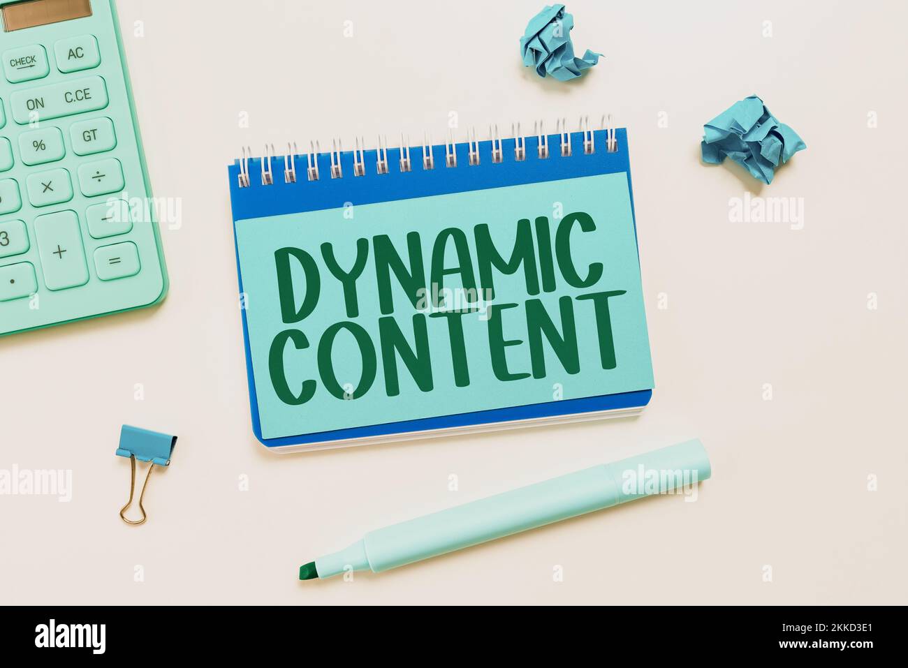 Writing displaying text Dynamic Content. Internet Concept web content ...