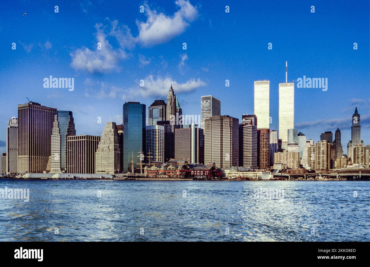NEW YORK, USA - SEP 30, 1996: view to Lower mahattan and World Trade ...