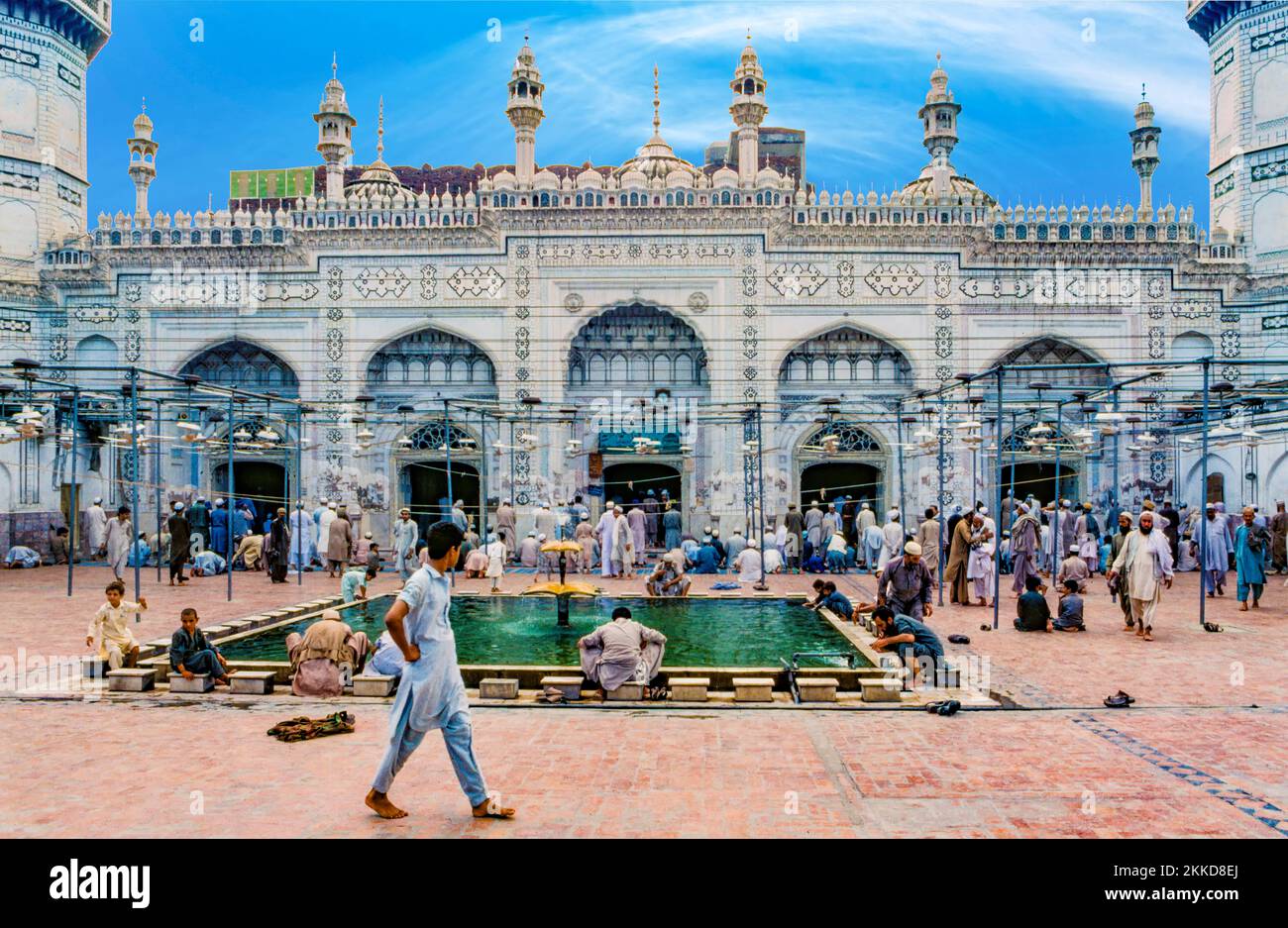 Peshawar, Pakistan - June 30, 1987: inside famous Mohabbat Khan Mosque ...